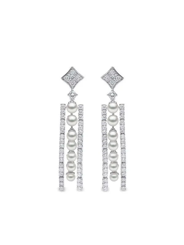 Yoko London 18kt White Gold Raindrop Akoya Pearl And Diamond Earrings - Silver