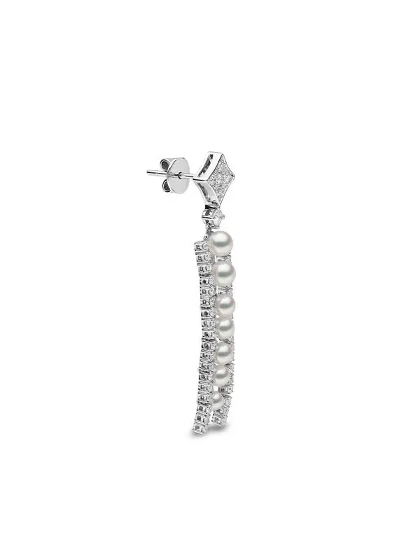 Yoko London 18kt White Gold Raindrop Akoya Pearl And Diamond Earrings