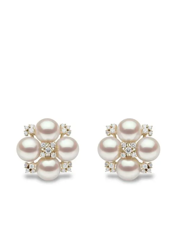 Yoko London 18kt Yellow Raindrop Akoya Pearl And Diamond Earrings