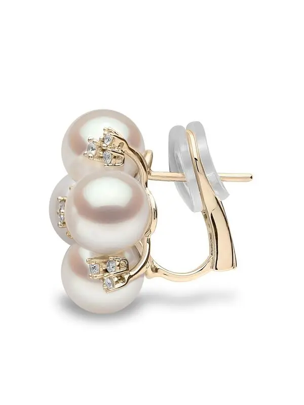 Yoko London 18kt Yellow Raindrop Akoya Pearl And Diamond Earrings