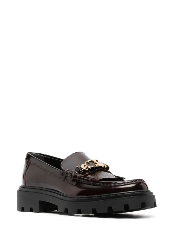 TOD'S Fringe-detail Leather Loafers - Red
