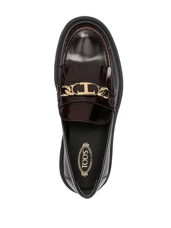 TOD'S Fringe-detail Leather Loafers - Red