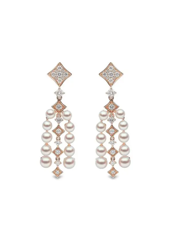 Yoko London 18kt Rose Gold Raindrop Akoya Pearl And Diamond Earrings - Pink