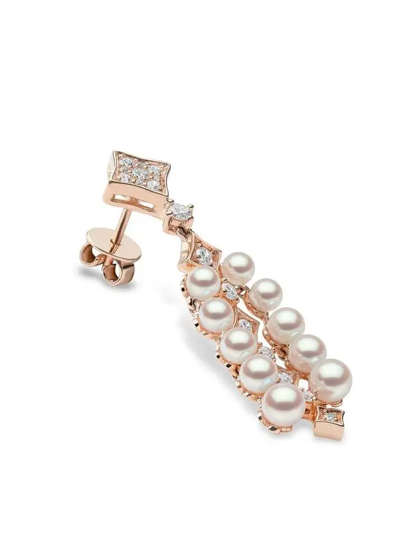 Yoko London 18kt Rose Gold Raindrop Akoya Pearl And Diamond Earrings