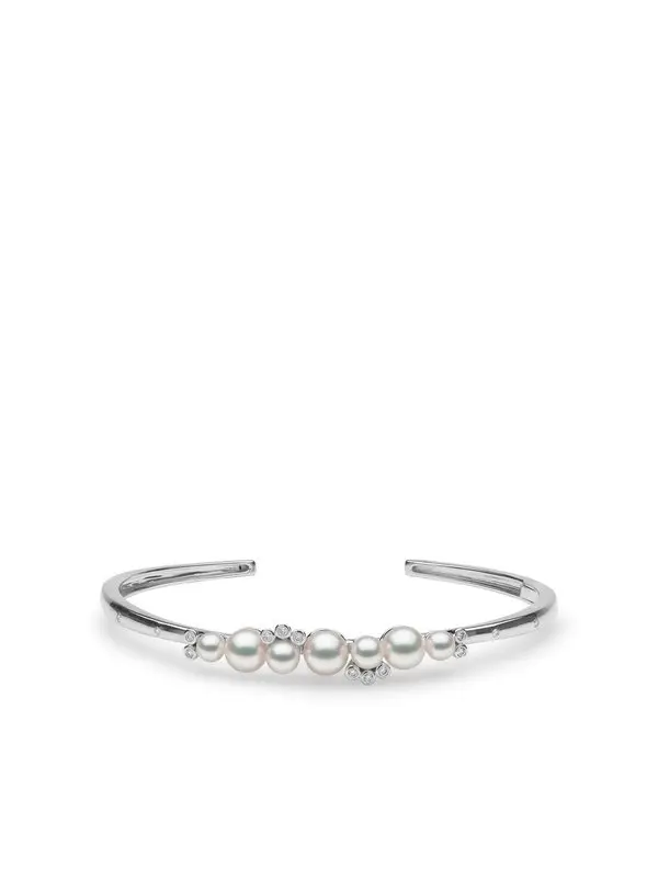 Yoko London 18kt White Gold Akoya Pearl And Diamond Bangle - Silver