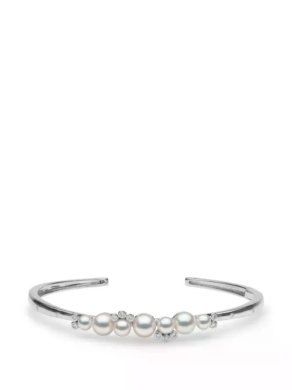 Yoko London 18kt White Gold Akoya Pearl And Diamond Bangle - Silver