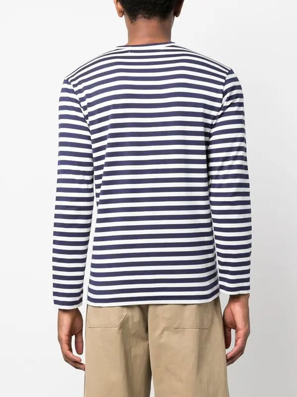 Play Comme Des Garcon Stripe-pattern Cotton T-shirt - Blue