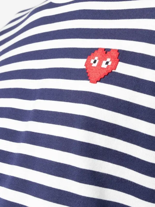 Play Comme Des Garcon Stripe-pattern Cotton T-shirt - Blue