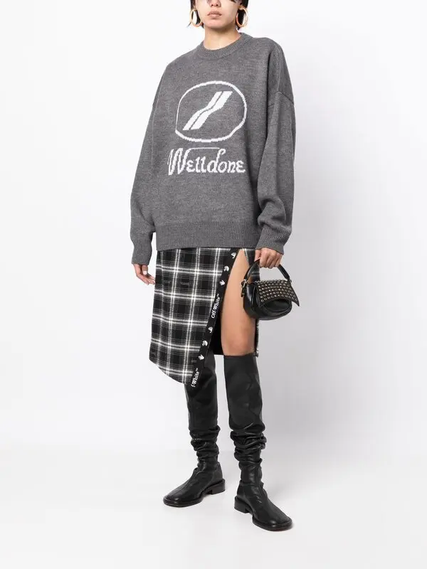 We11Done Crew-neck Logo Jumper - Grey