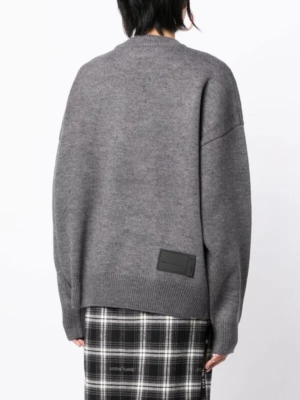 We11Done Crew-neck Logo Jumper - Grey