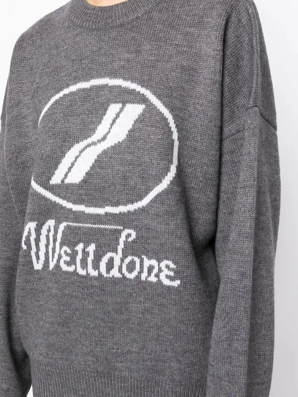 We11Done Crew-neck Logo Jumper - Grey