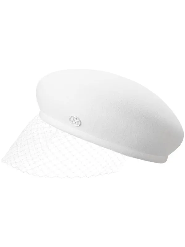 MAISON MICHEL Bonnie Veil Beret - White