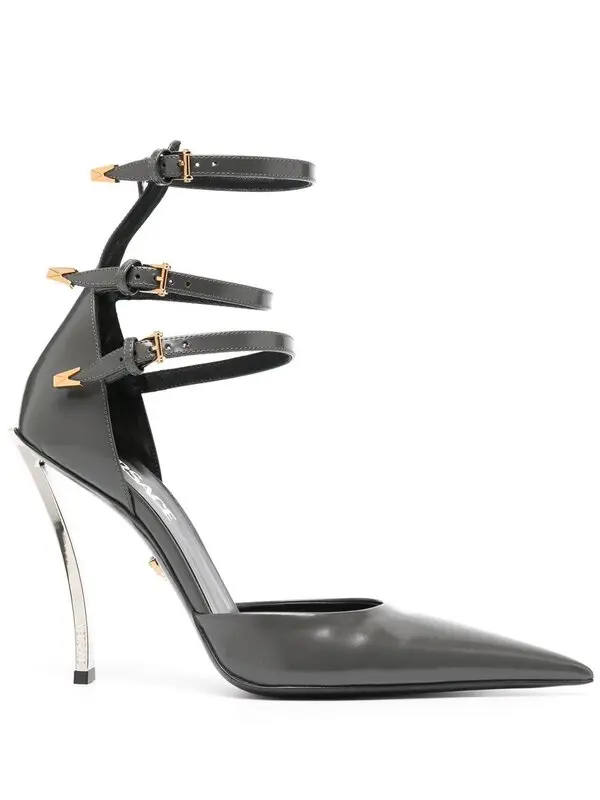 Versace 110mm Leather Pumps - Grey