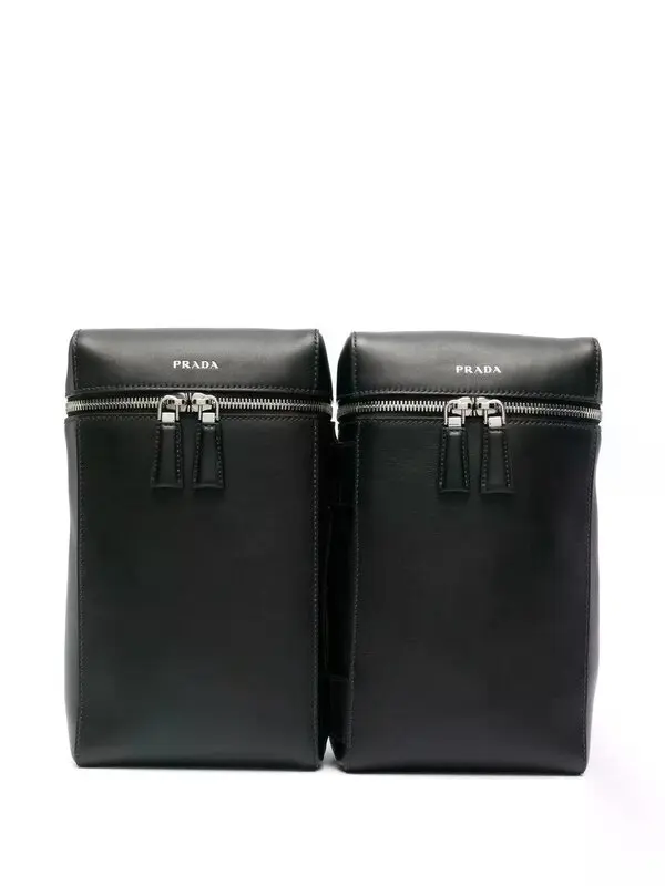 Prada Double Leather Backpack - Black
