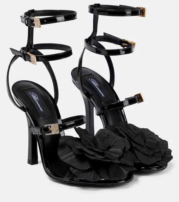 Blumarine Embellished Patent Leather Sandals