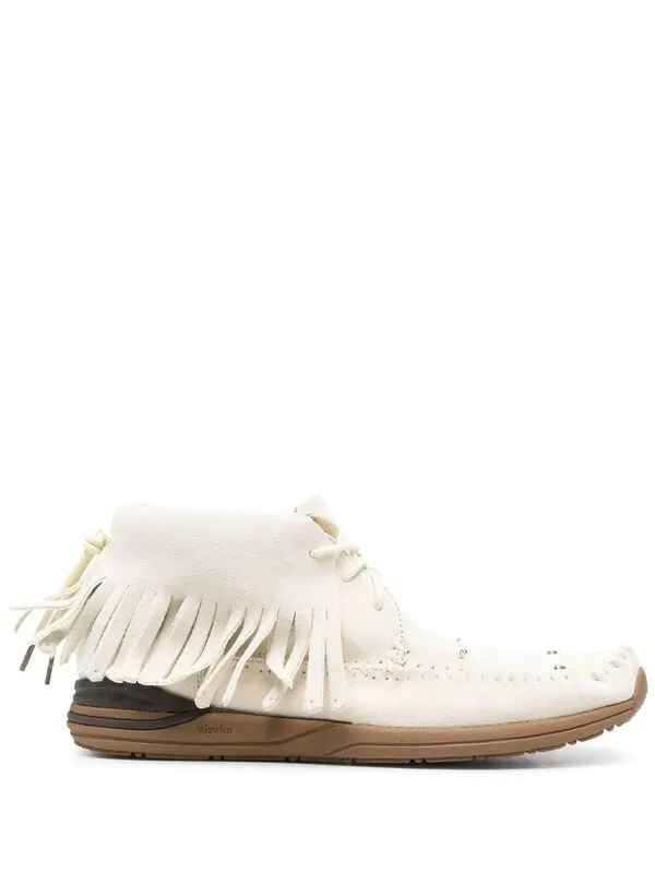 Visvim Shaman-folk Fringed Desert Boots - White