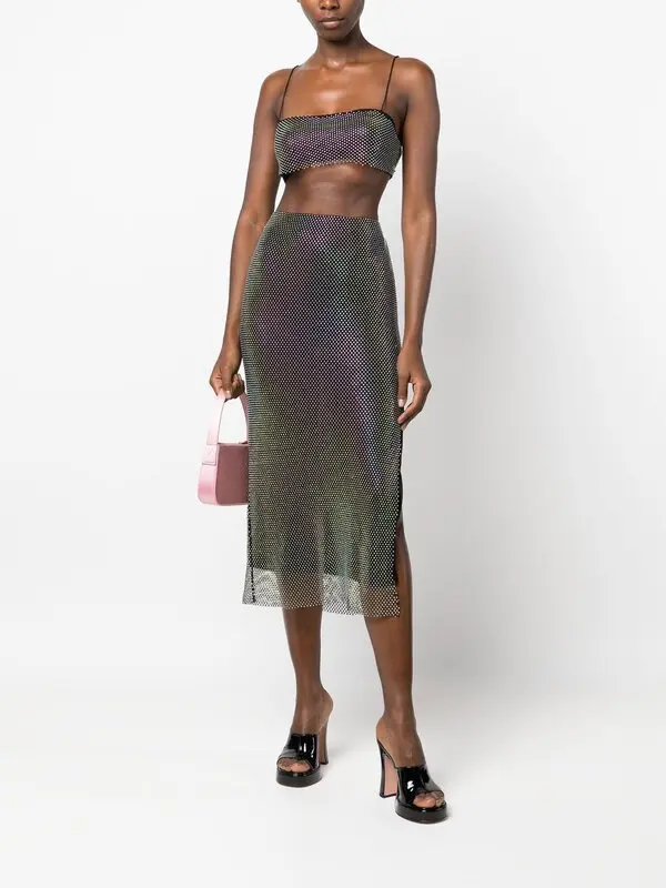 ROTATE BY BIRGER CHRISTENSEN Strappy Crystal-embellished Crop Top