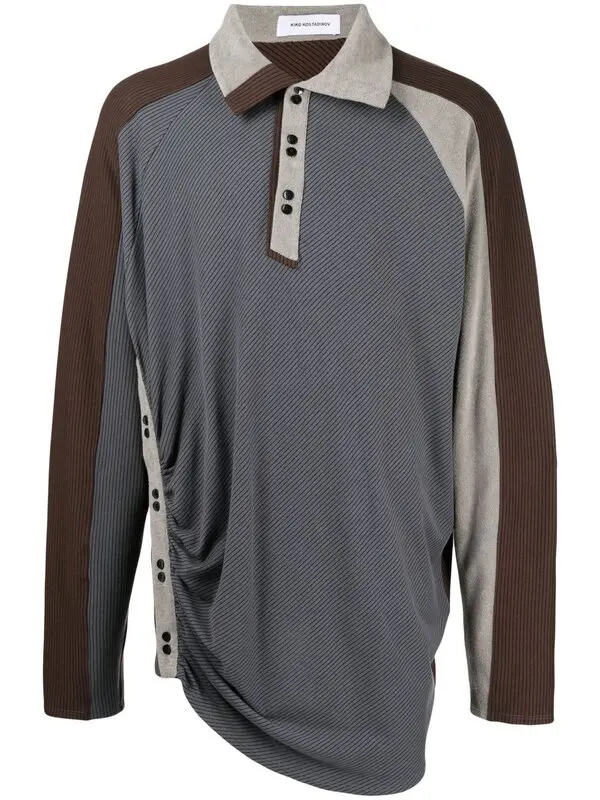 トップス KIKO KOSTADINOV 22AW LONG SLEEVE TOP Kiko Kostadinov Halisha Long-Sleeve Polo Shirt In Brown - 53