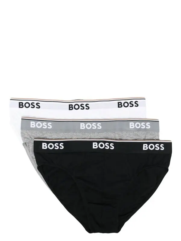 BOSS Logo-waistband Briefs Set Of 3 - Black