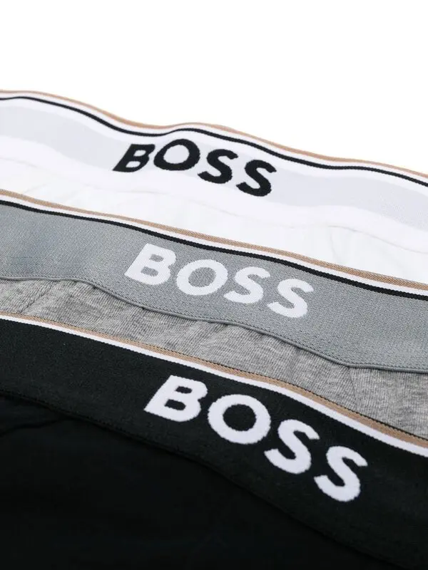 BOSS Logo-waistband Briefs Set Of 3 - Black