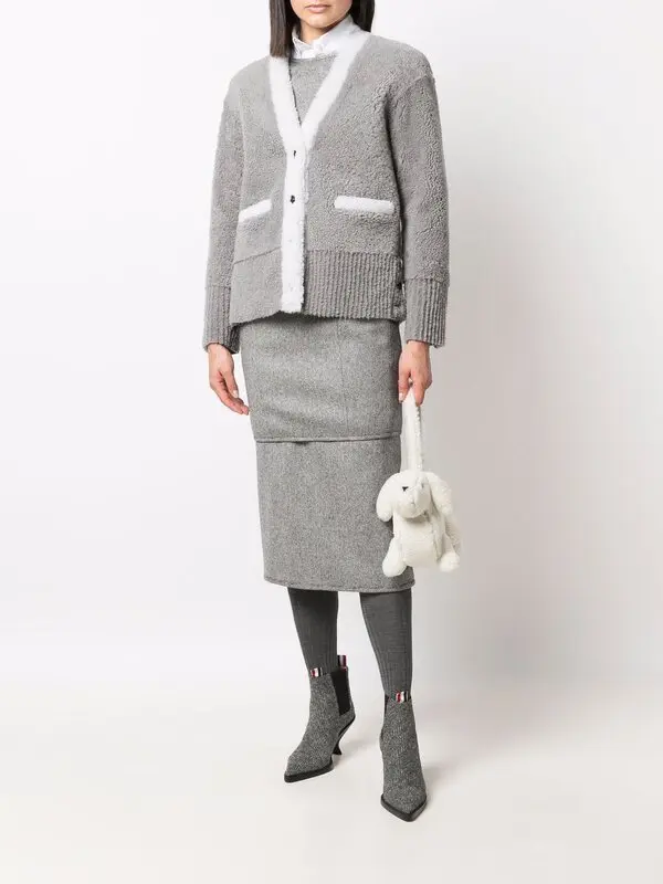 Thom Browne V-neck Shearling Cardigan