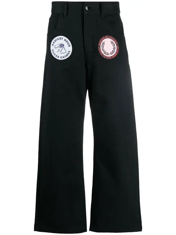 Raf Simons X Fred Perry Wide Leg Trousers In Black - 31% Off