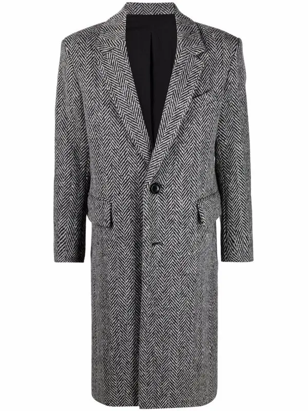 Ami Chevron-pattern Single-breasted Coat