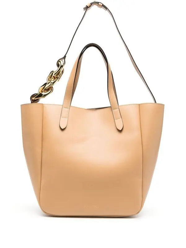 JW Anderson Chain-detail Leather Tote - Neutrals