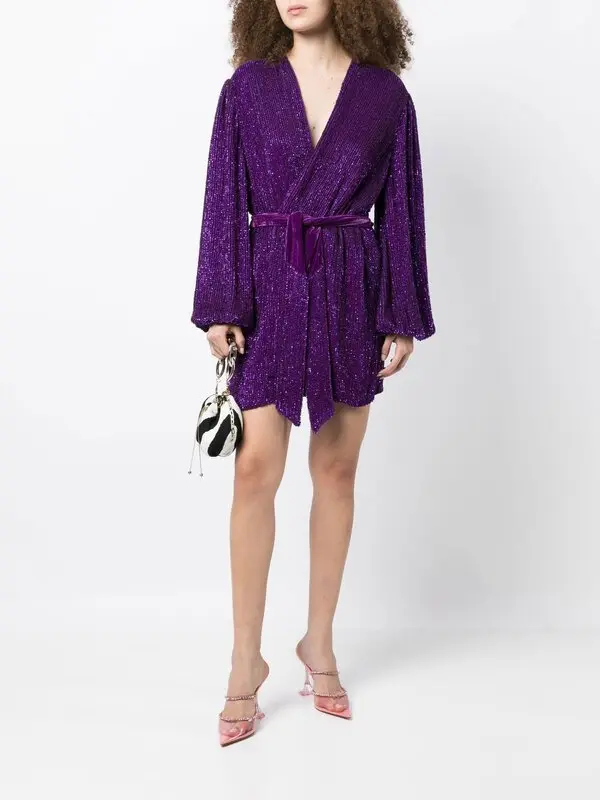 Retrofete Gabrielle Sequin-embellished Wrap Dress - Purple