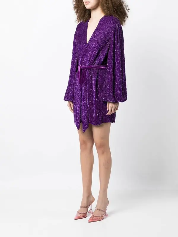 Retrofete Gabrielle Sequin-embellished Wrap Dress - Purple