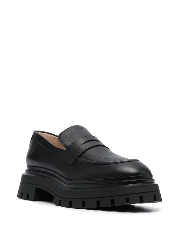 STUART WEITZMAN Almond-toe Leather Loafers - Black