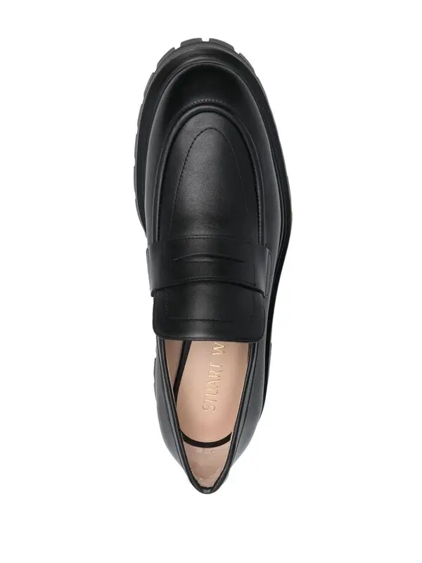 STUART WEITZMAN Almond-toe Leather Loafers - Black