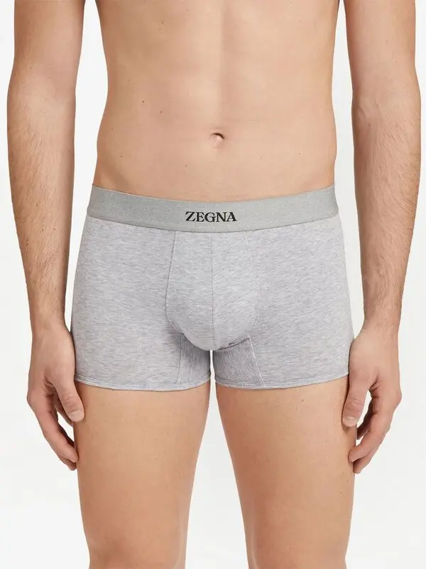 Zegna Logo-waistband Cotton Boxers - Grey
