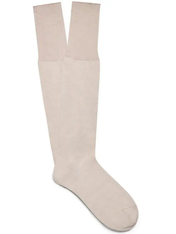 Zegna Calf-length Knit Socks - Neutrals
