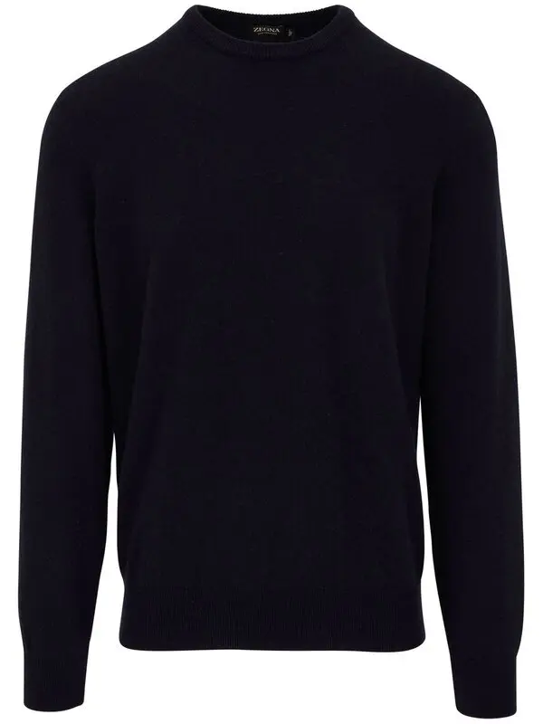 Zegna Crew Neck Cashmere Jumper - Blue