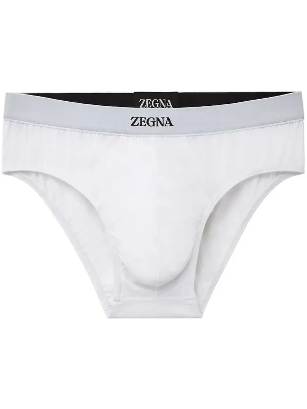 Zegna Logo-print Cotton Midi Briefs - White