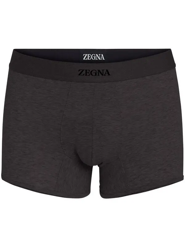 Zegna Logo-waistband Cotton Boxers - Black