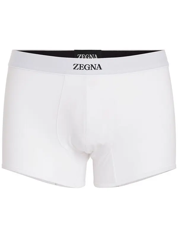 Zegna Waistband-logo Cotton Boxers - White