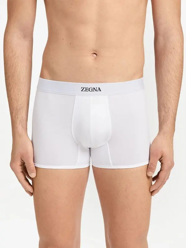 Zegna Waistband-logo Cotton Boxers - White