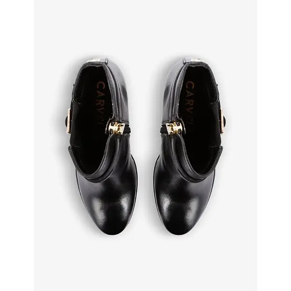 Carvela Buckle-detail Leather Ankle Boots - Black