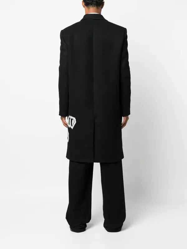 Off-White Intarsia-graffiti Logo Single-breasted Coat