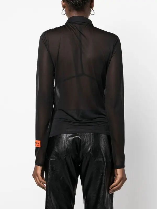 Heron Preston Georgette Ruched Long-sleeve Shirt