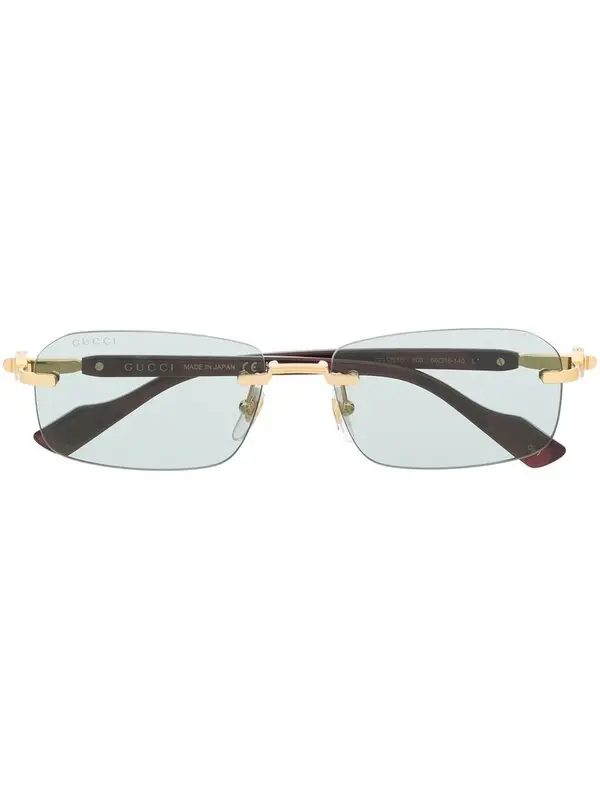 サングラス GUCCI RECTANGULAR SUNGLASSES IN L Gucci Gg1221s Rectangle-Frame Sunglasses - Gold | Editorialist