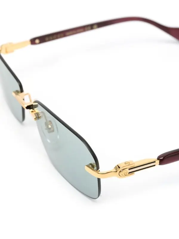 Gucci Gg1221s Rectangle-frame Sunglasses - Gold