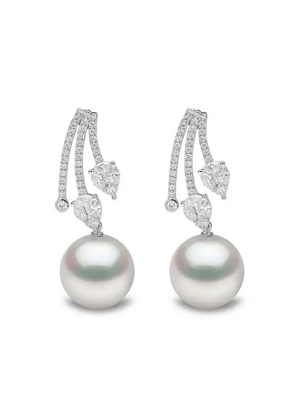 Yoko London 18kt White Gold South Sea Pearl And Diamond Earrings - Silver