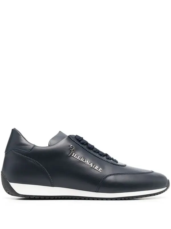 BILLIONAIRE Calf-leather Low-top Sneakers - Blue