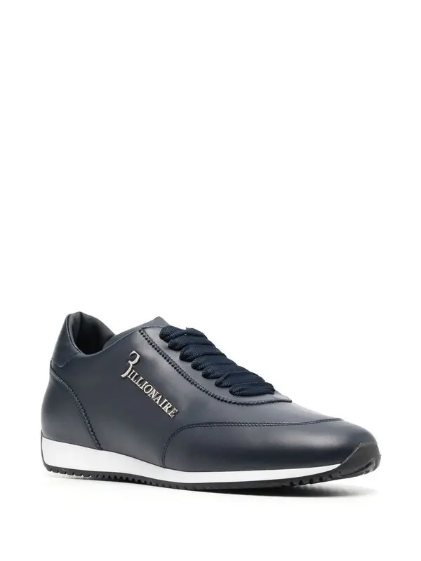 BILLIONAIRE Calf-leather Low-top Sneakers - Blue