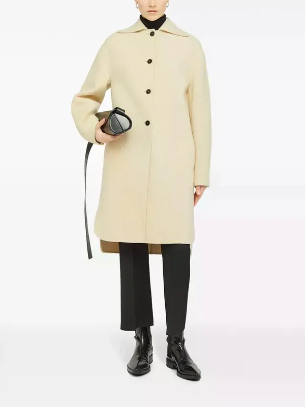 JIL SANDER Single-breasted Virgin Wool Coat - Neutrals
