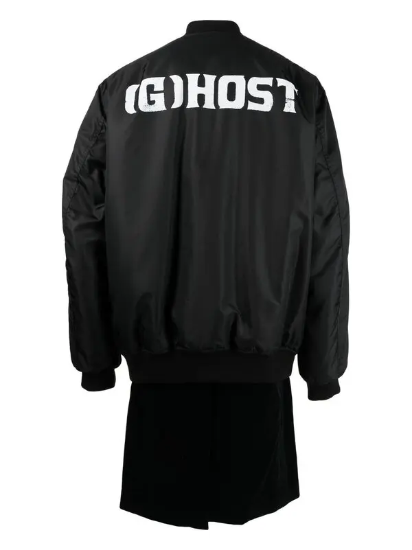 Raf Simons Ghost Longline Zip-Up Bomber Jacket In Black - 58% Off