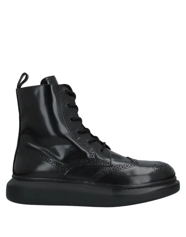 Alexander McQueen Leather Wingtip Lace-up Wedge Ankle Boots